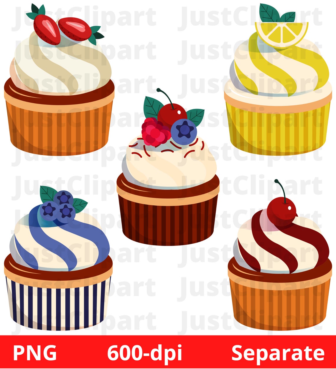 Cupcakes Clipart, Cakes Clipart, Colorful Cakes Clipart, Cake Slices ...