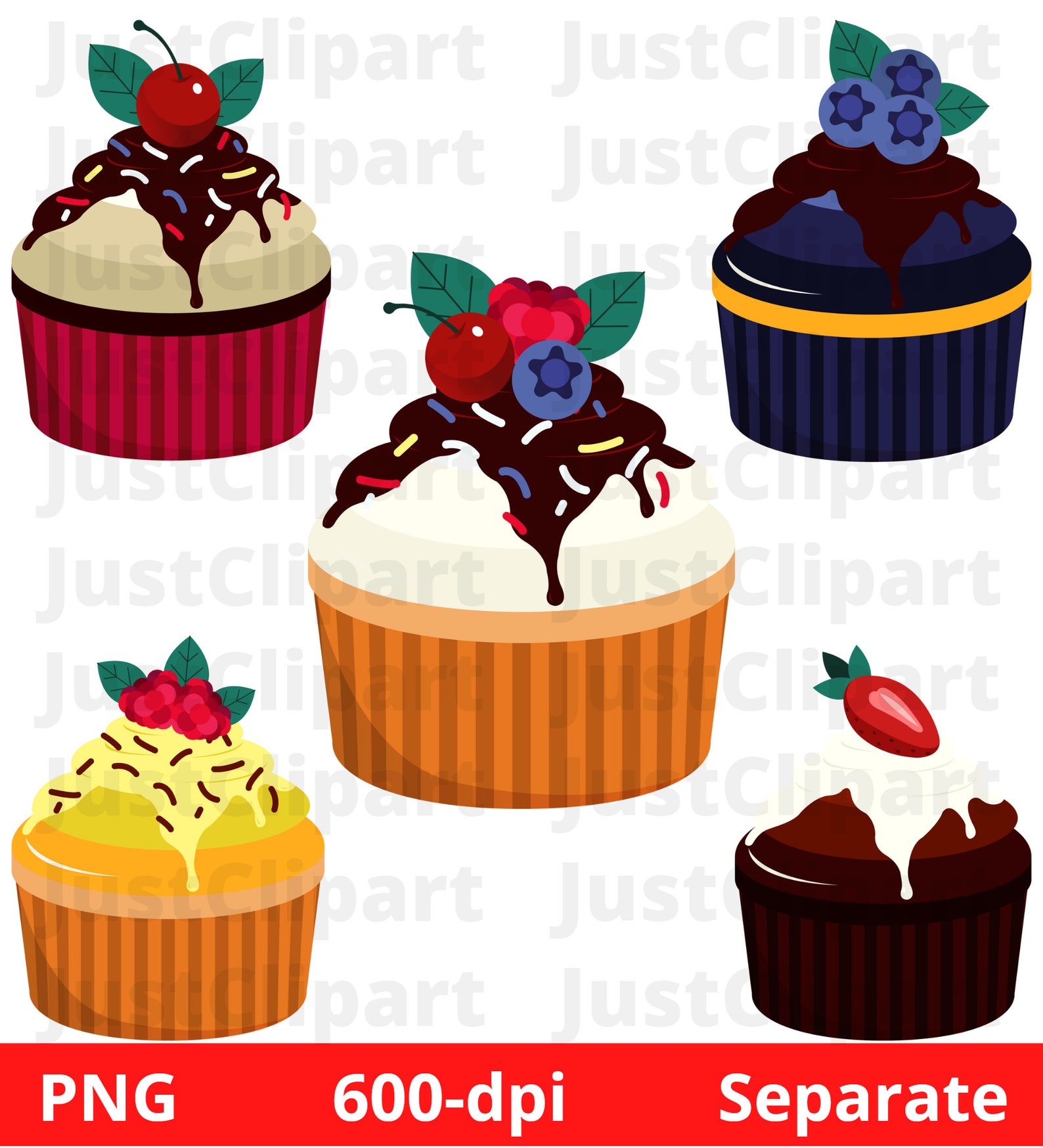 Cupcakes Clipart, Cakes Clipart, Colorful Cakes Clipart, Cake Slices ...