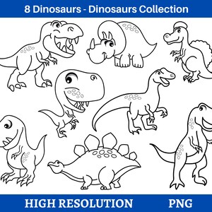 Cute Dinosaur Digital Stamps, Dinosaur Clipart, Dinosaurs SVG, Digital ...
