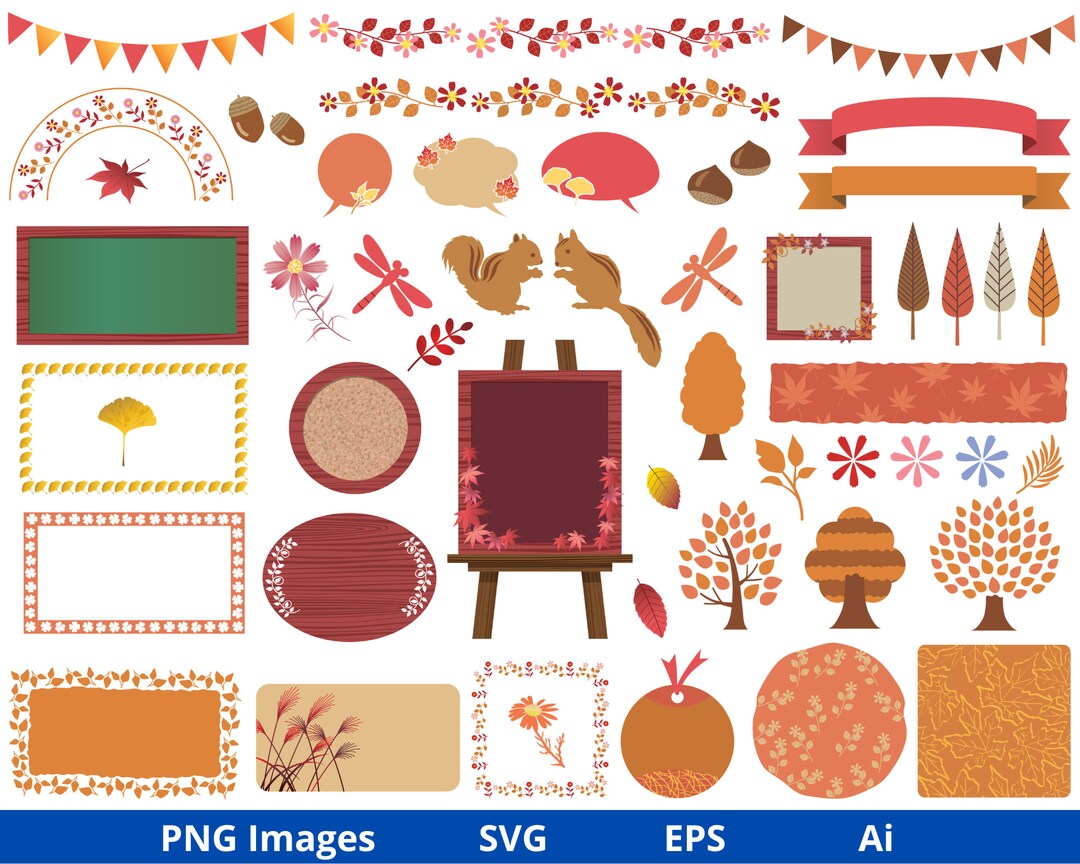 Autumn Frame Clipart Fall Frame Clipart Autumn Clipart Fall - Etsy