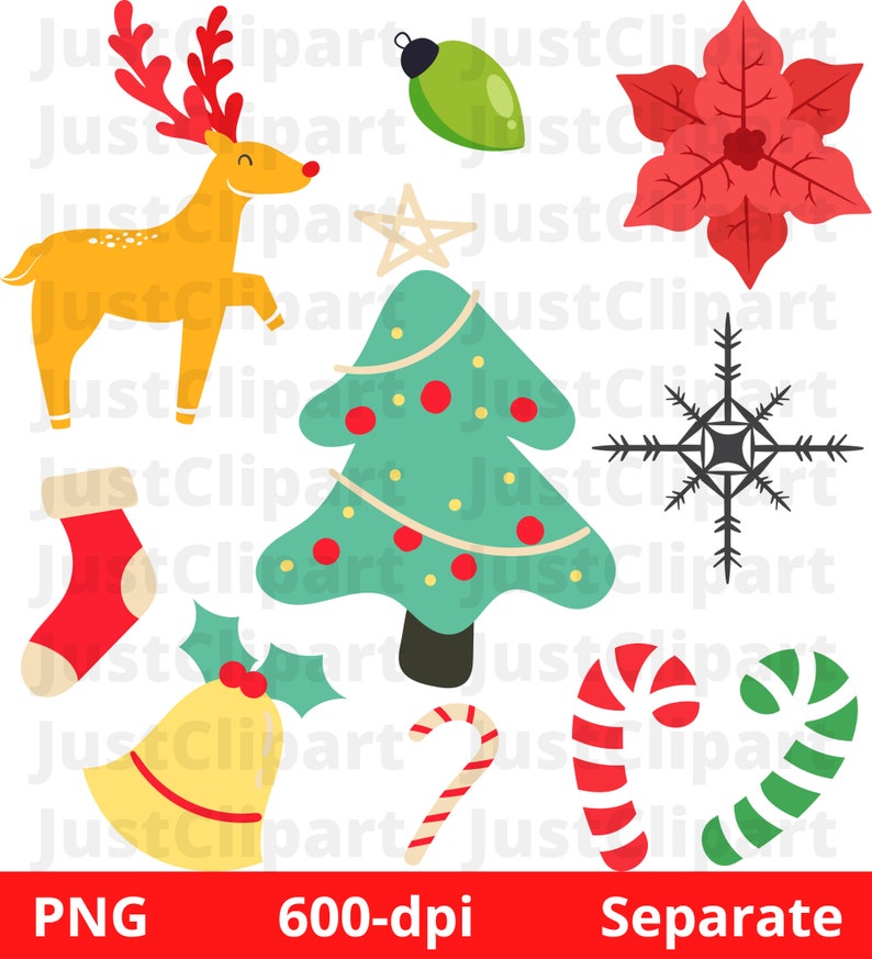 Christmas Clipart, Hand Drawn Christmas Clip Art, Xmas Elements, Winter ...
