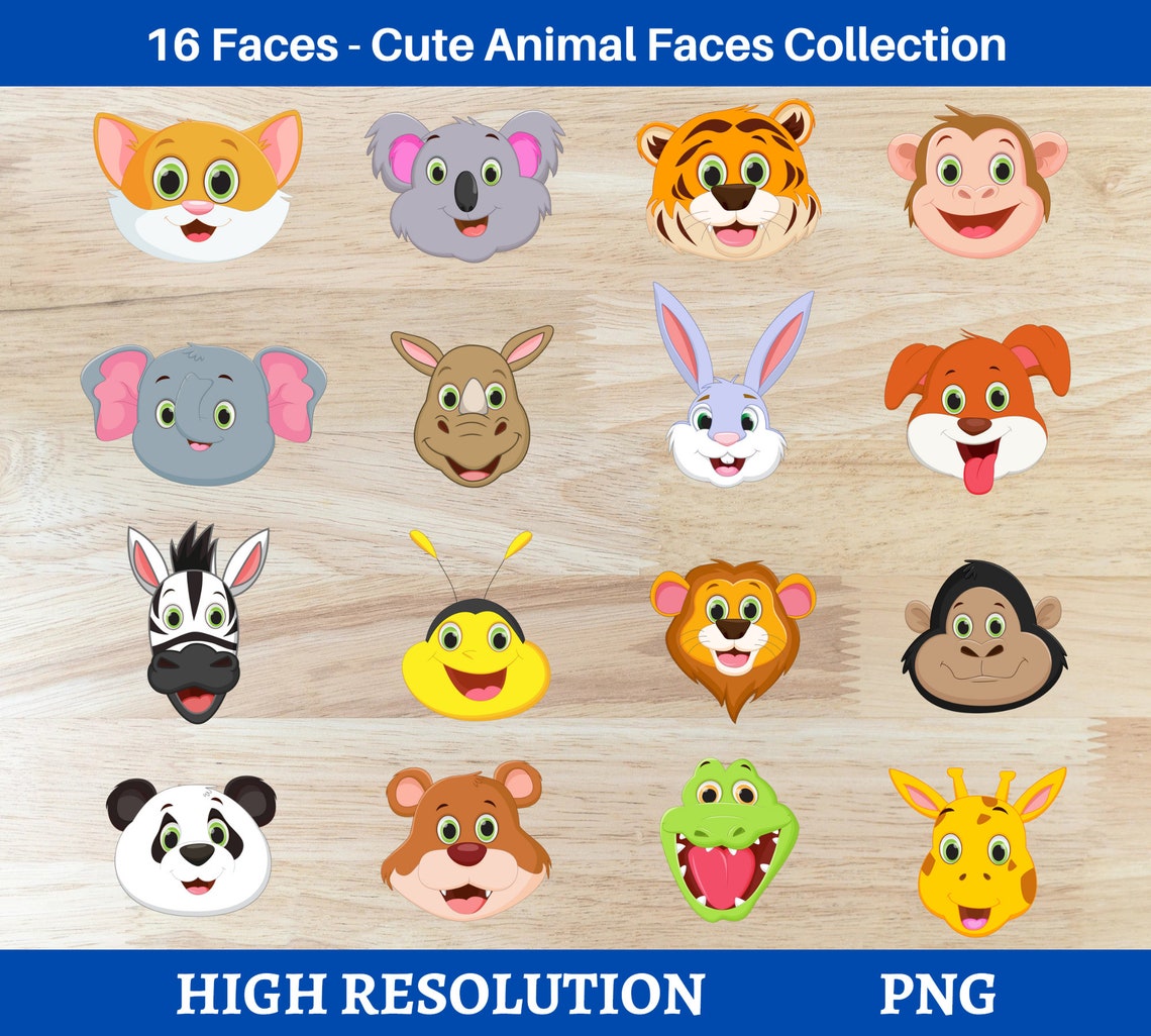Animal Face Clipart, Animal Face Svg, Animal Clipart, Cute Animal Svg ...