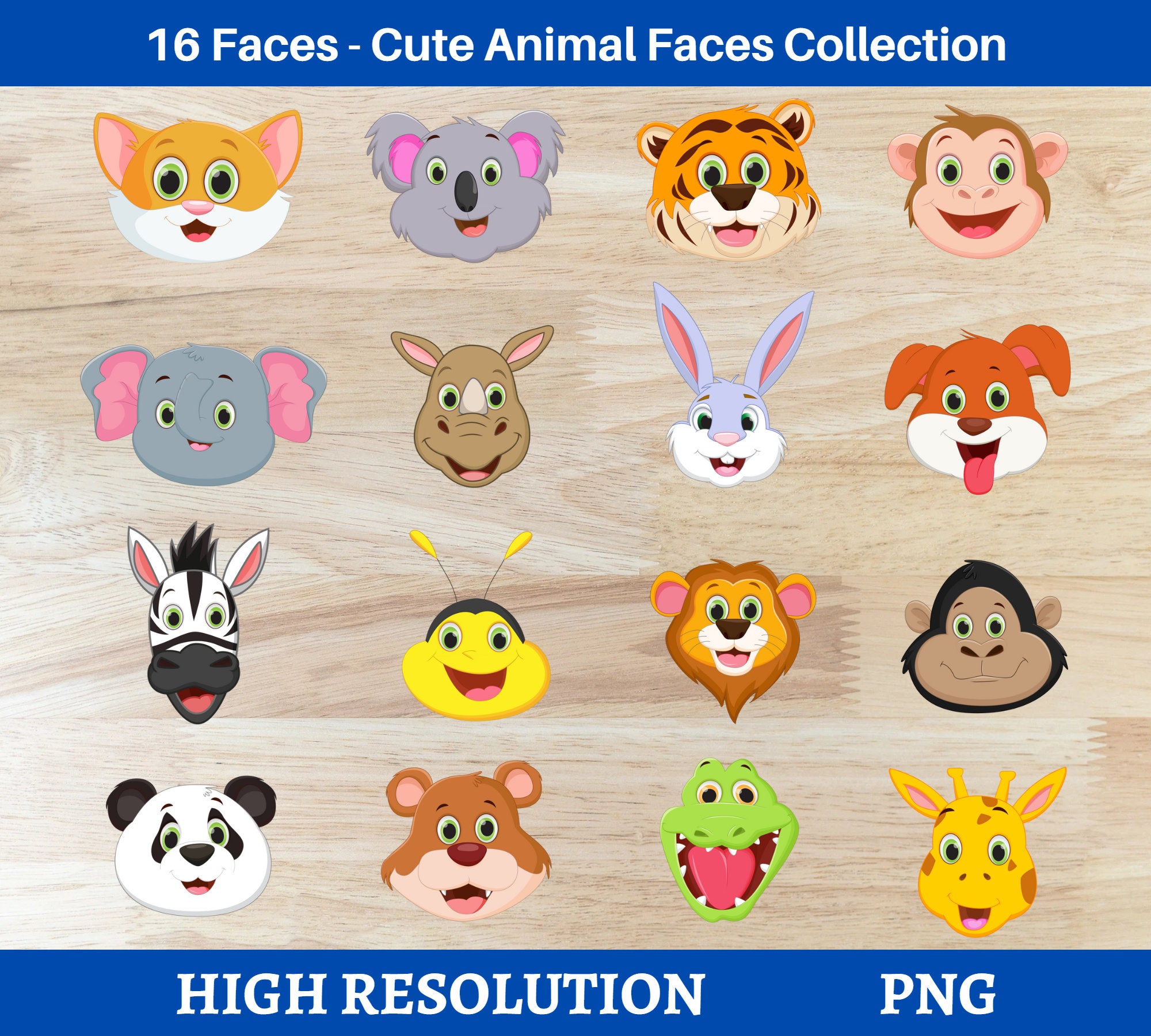 Animal Face Clipart, Animal Face Svg, Animal Clipart, Cute Animal Svg ...