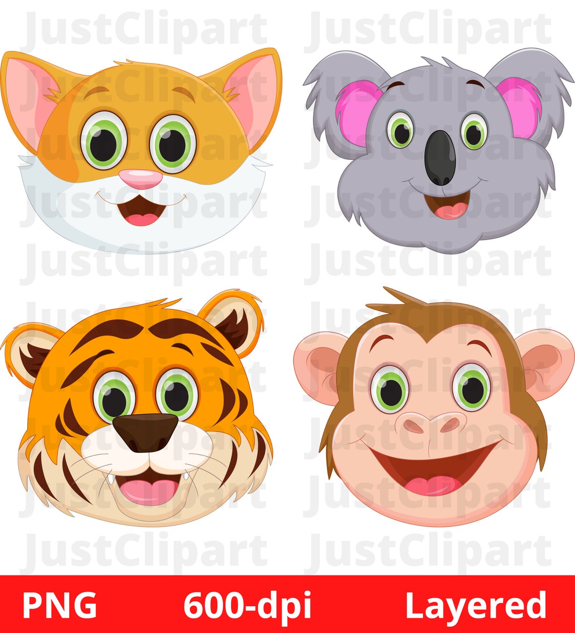 Animal Face Clipart, Animal Face Svg, Animal Clipart, Cute Animal Svg ...