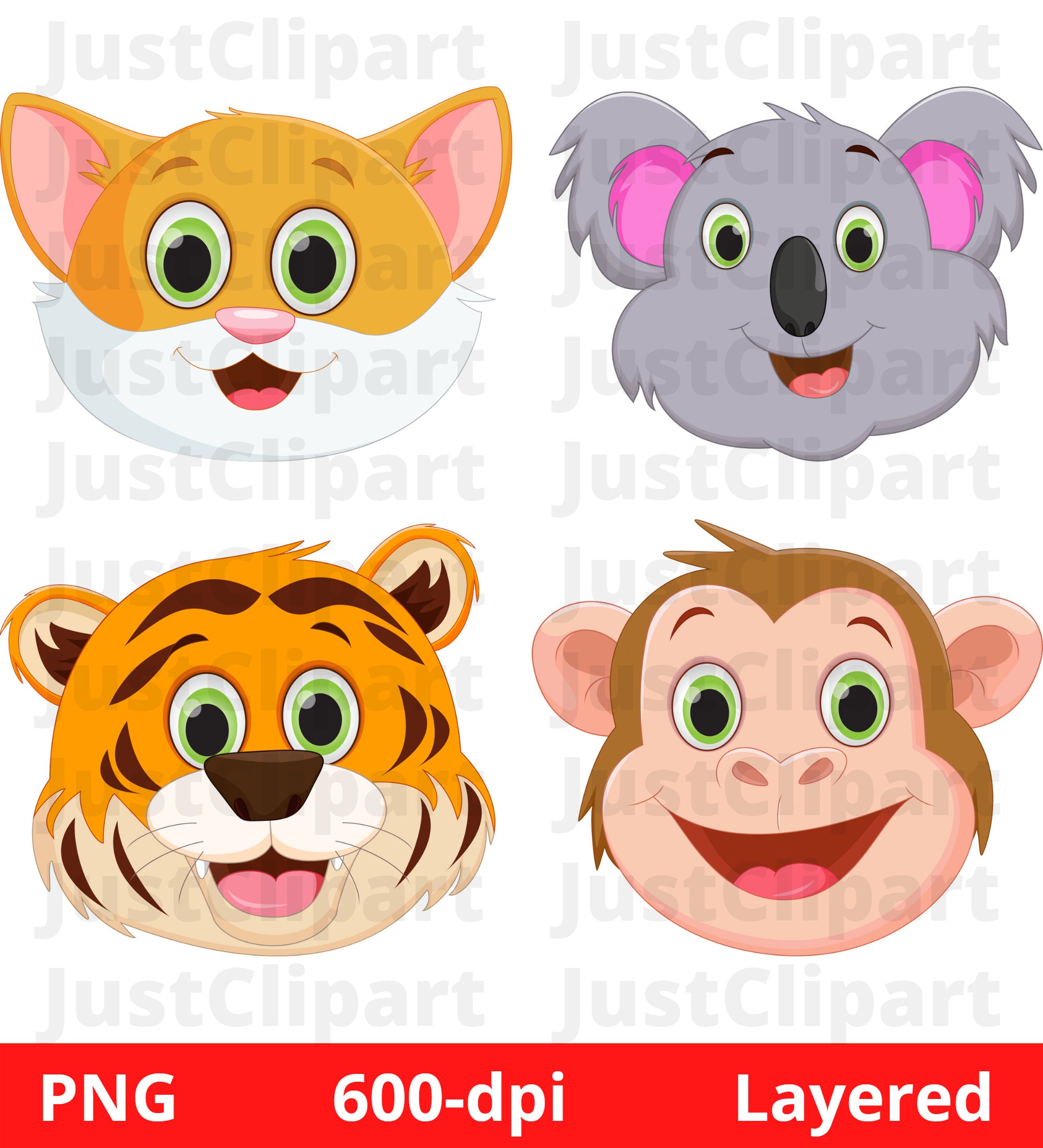 Animal Face Clipart, Animal Face Svg, Animal Clipart, Cute Animal Svg ...
