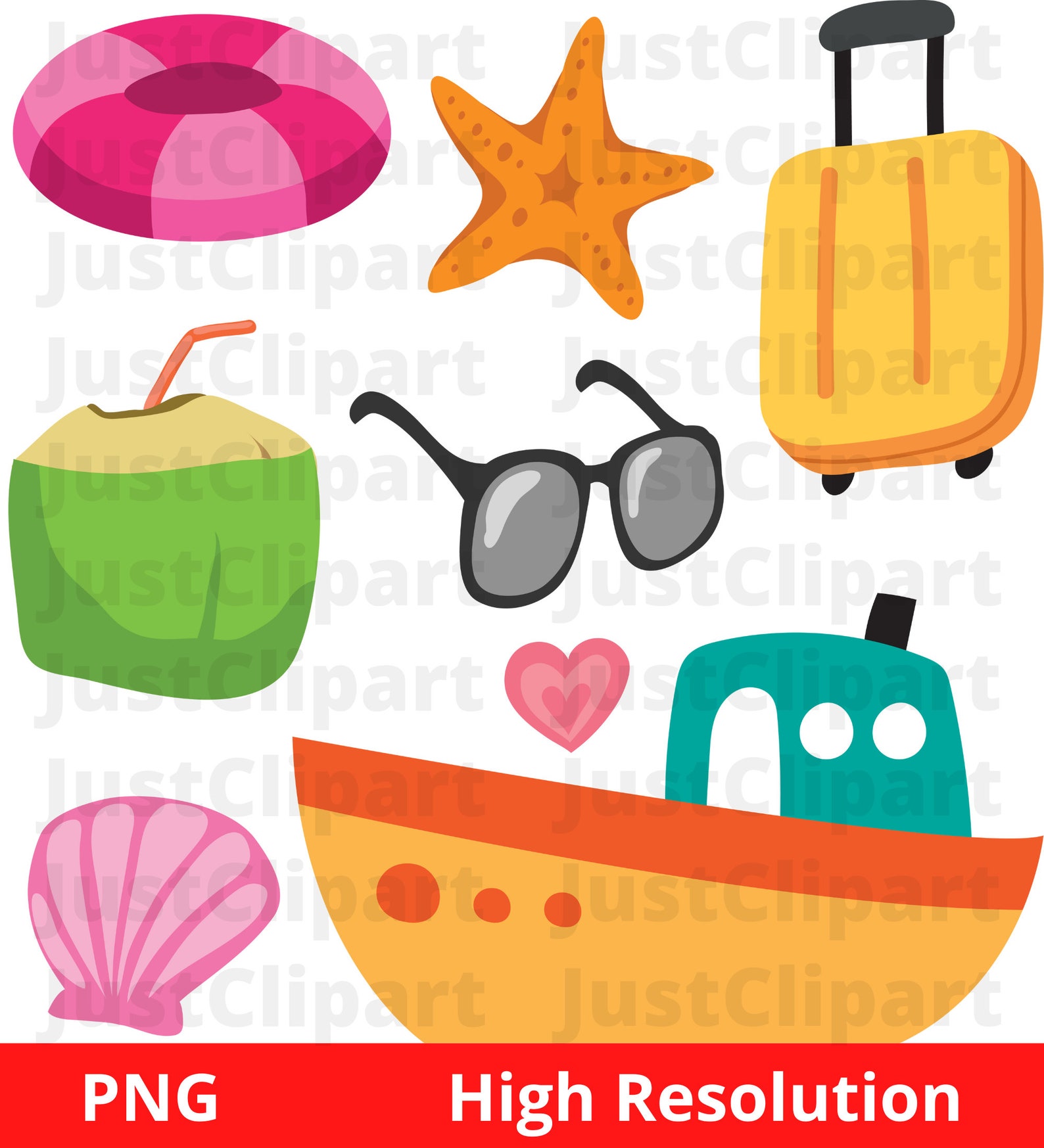 Summer Clipart Beach Clipart Tropical Fun Clipart Season - Etsy