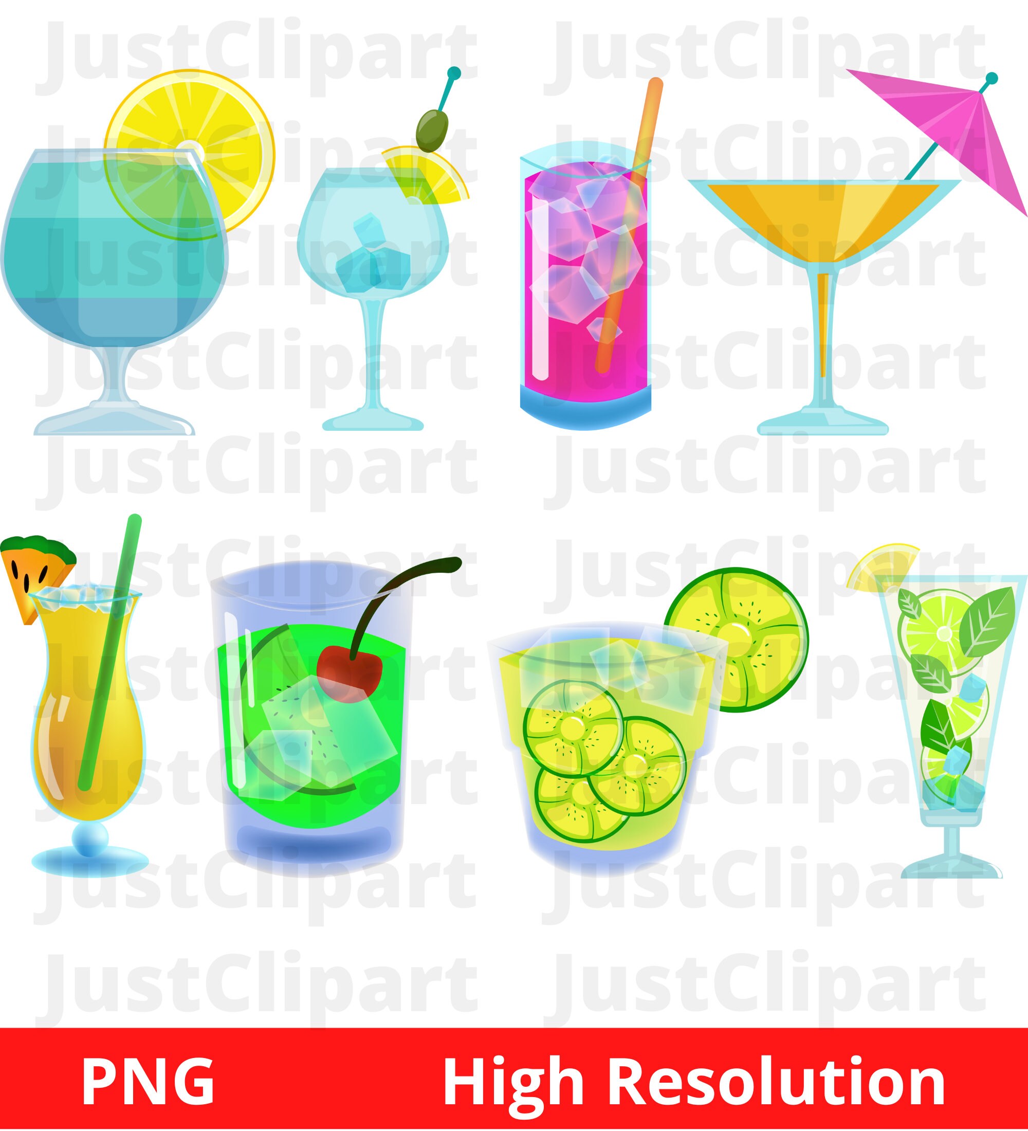 Cocktails Clipart, Summer Clipart, Summer Cocktail Clipart, Tropical ...