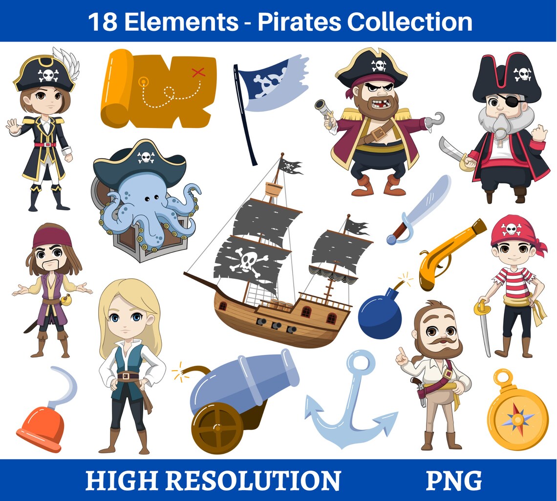 Pirate Clipart, Pirate Ship Clipart, Pirate Party, Pirate Birthday ...