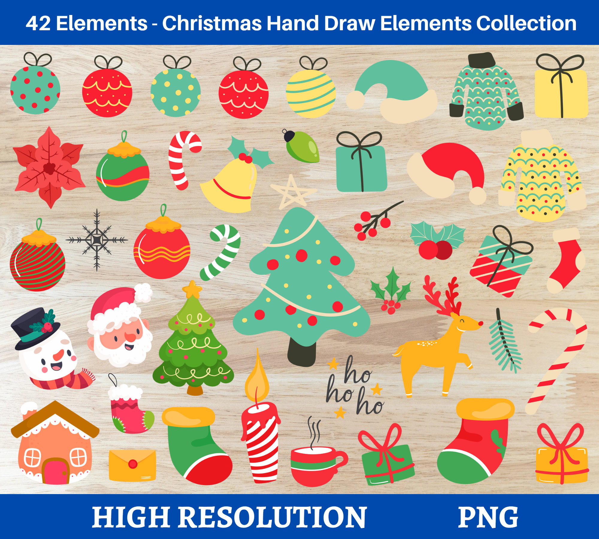 Christmas Clipart, Hand Drawn Christmas Clip Art, Xmas Elements, Winter ...