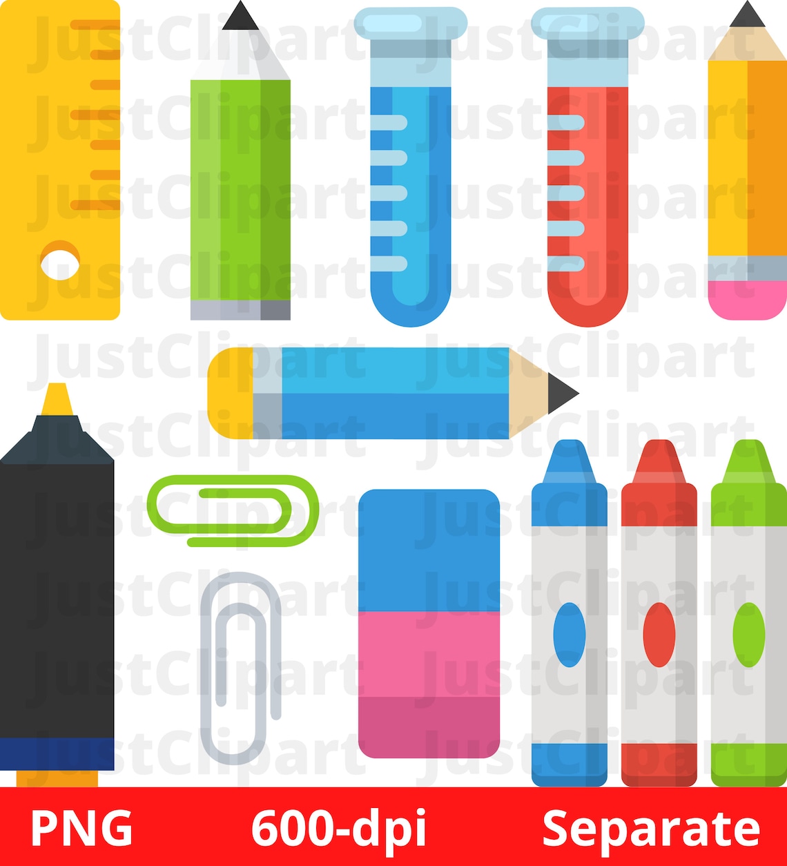 Back to School Clipart, School Clipart, Stationery Clipart, Educational ...