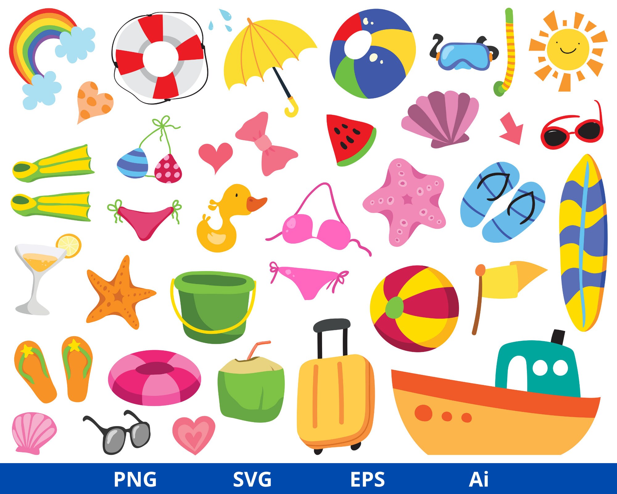 Summer Clipart, Beach Clipart, Tropical Fun Clipart, Season Clipart ...
