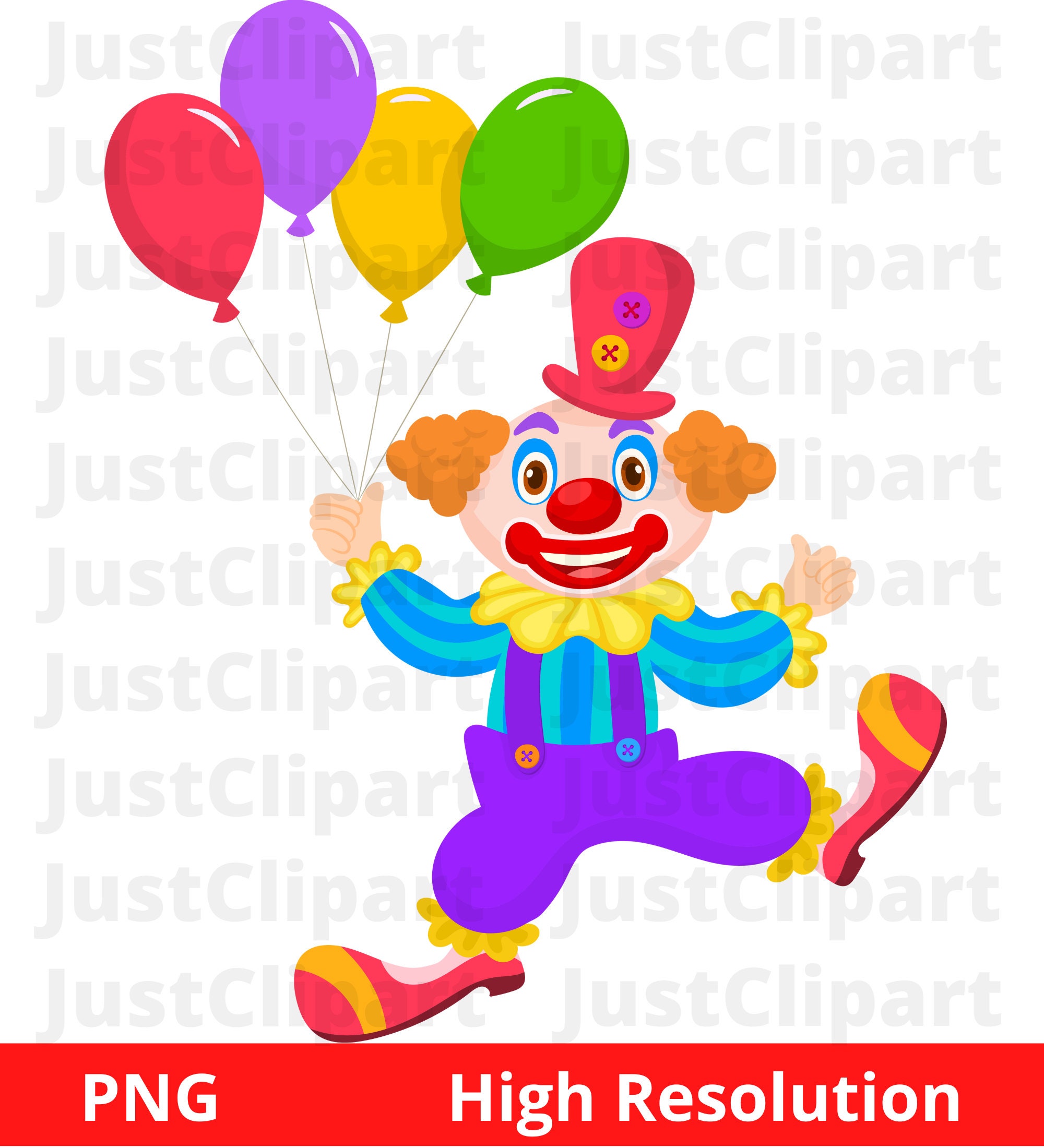 Clown Clipart, Circus Clipart, Circus Clown, Happy Clown Set, Funny ...