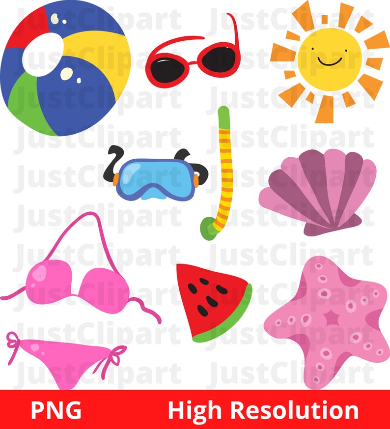 Summer Clipart, Beach Clipart, Tropical Fun Clipart, Season Clipart ...