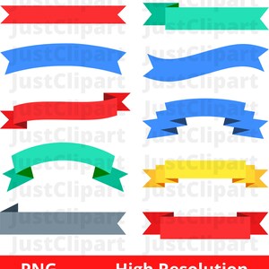 Ribbon Clipart, Banner Clipart, Stitched Ribbons Clipart, Label Frame ...