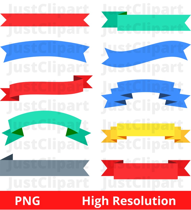 Ribbon Clipart, Banner Clipart, Stitched Ribbons Clipart, Label Frame ...