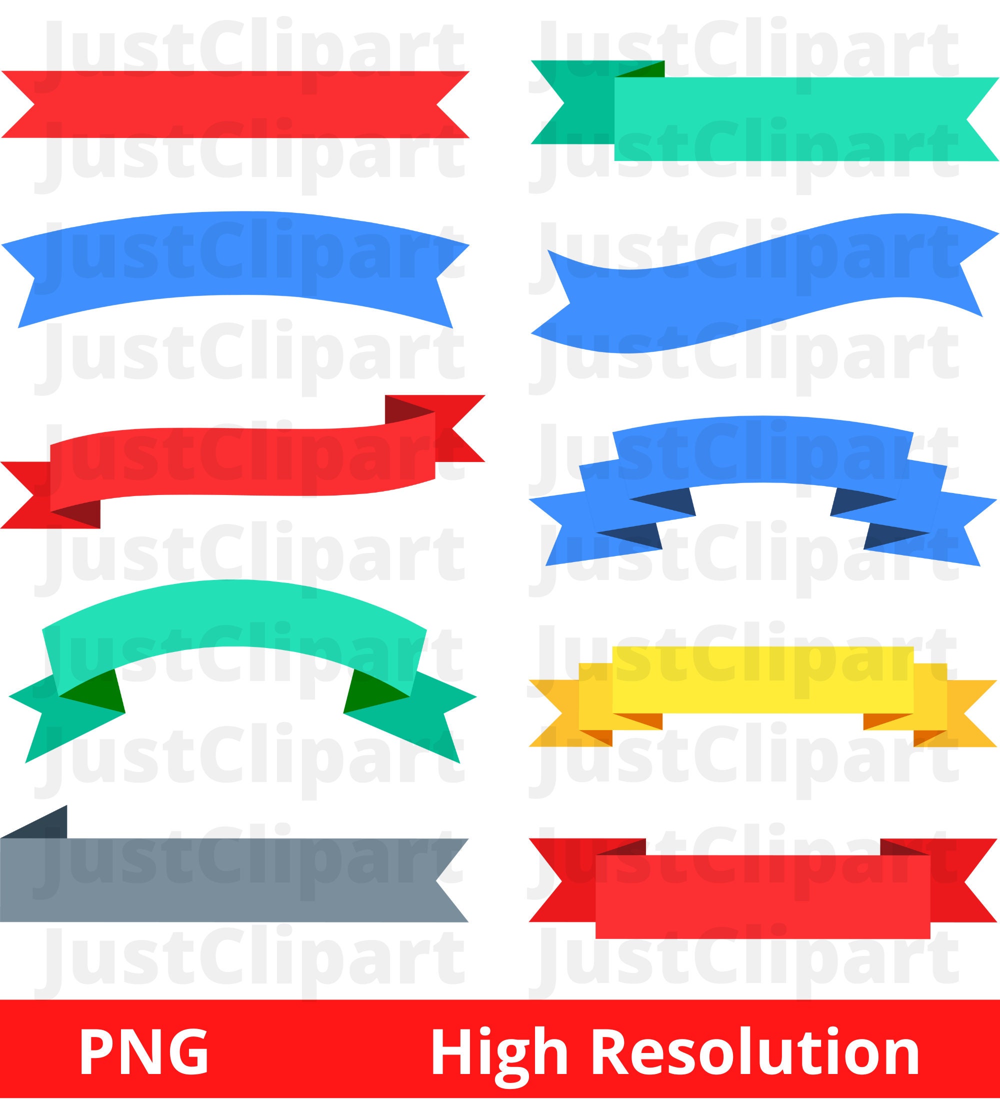 Ribbon Clipart, Banner Clipart, Stitched Ribbons Clipart, Label Frame ...