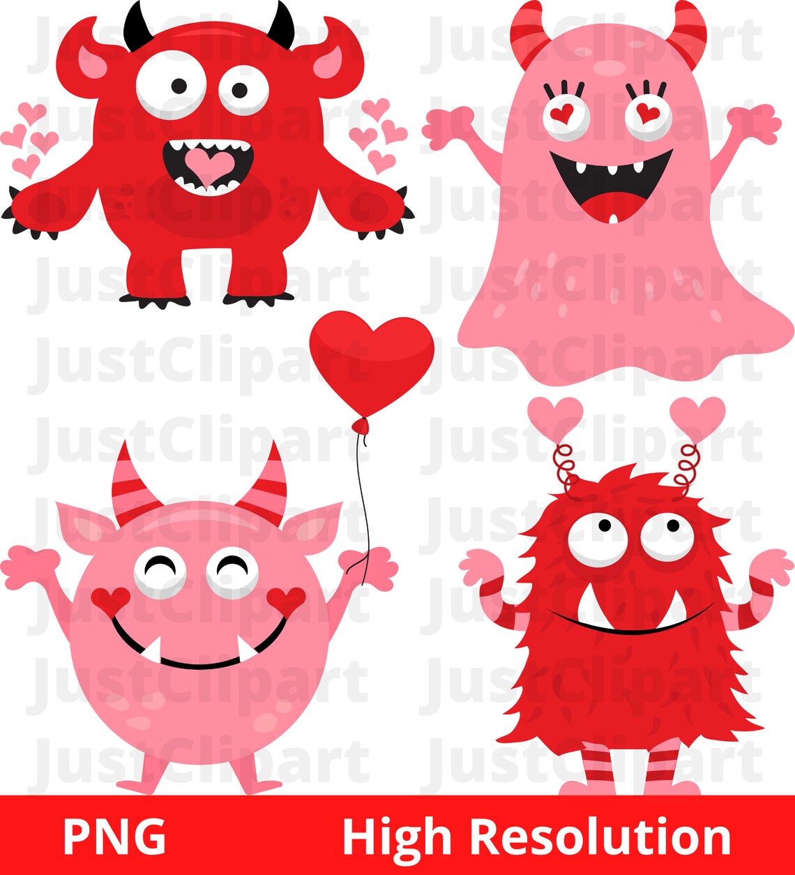 Valentine Monsters Clipart, Love Monsters Clipart, Monster Svg ...