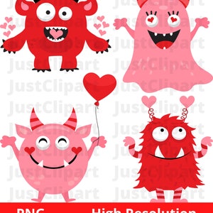 Valentine Monsters Clipart, Love Monsters Clipart, Monster Svg ...