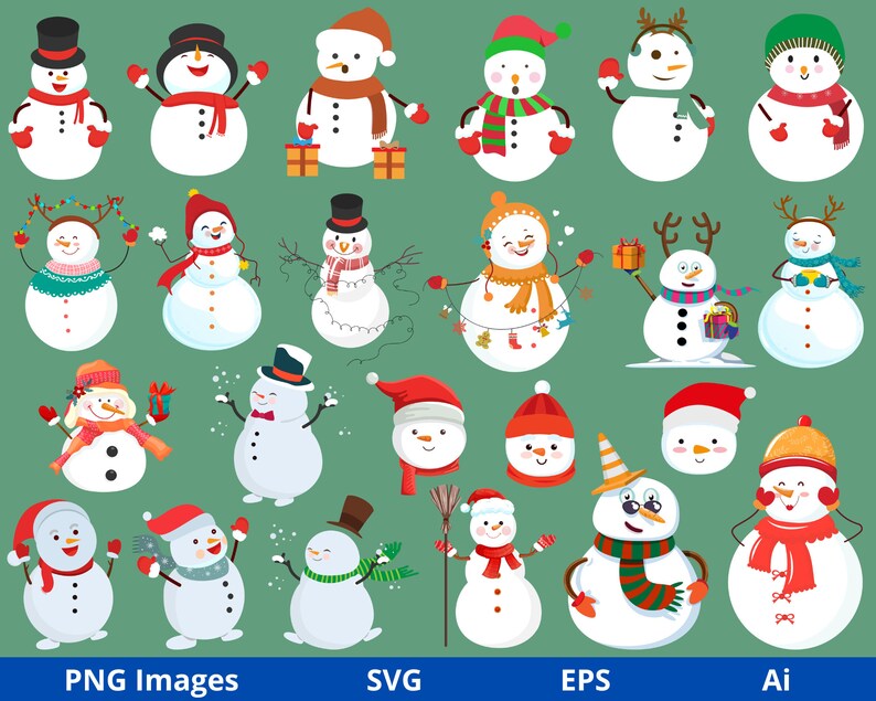 Snowman Clipart, Christmas Snowman Clipart, Christmas Clipart, Winter ...
