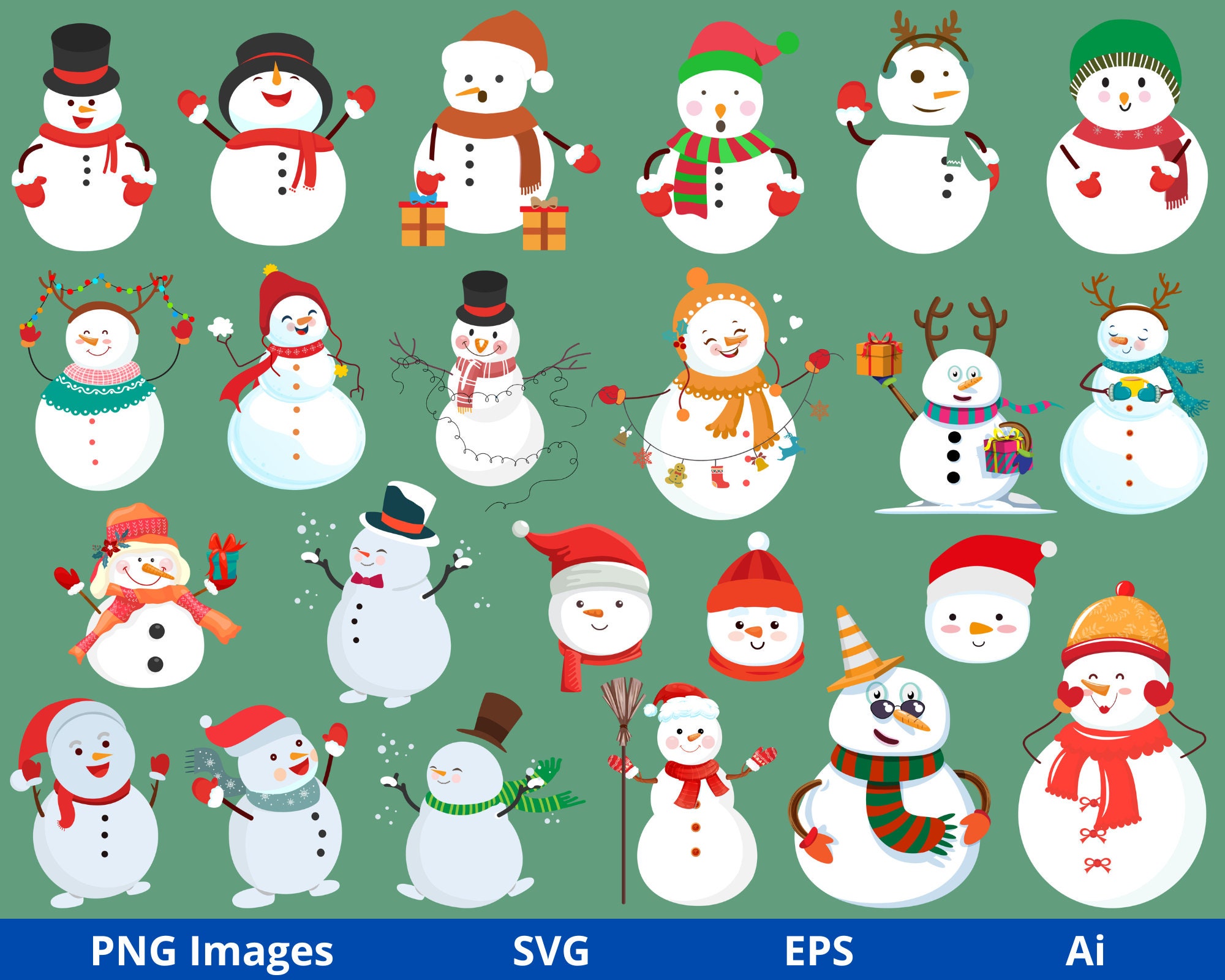 Snowman Clipart, Christmas Snowman Clipart, Christmas Clipart, Winter ...