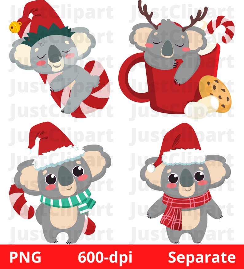 Christmas Koala Clipart Cute Koala Clipart Koala SVG - Etsy Australia
