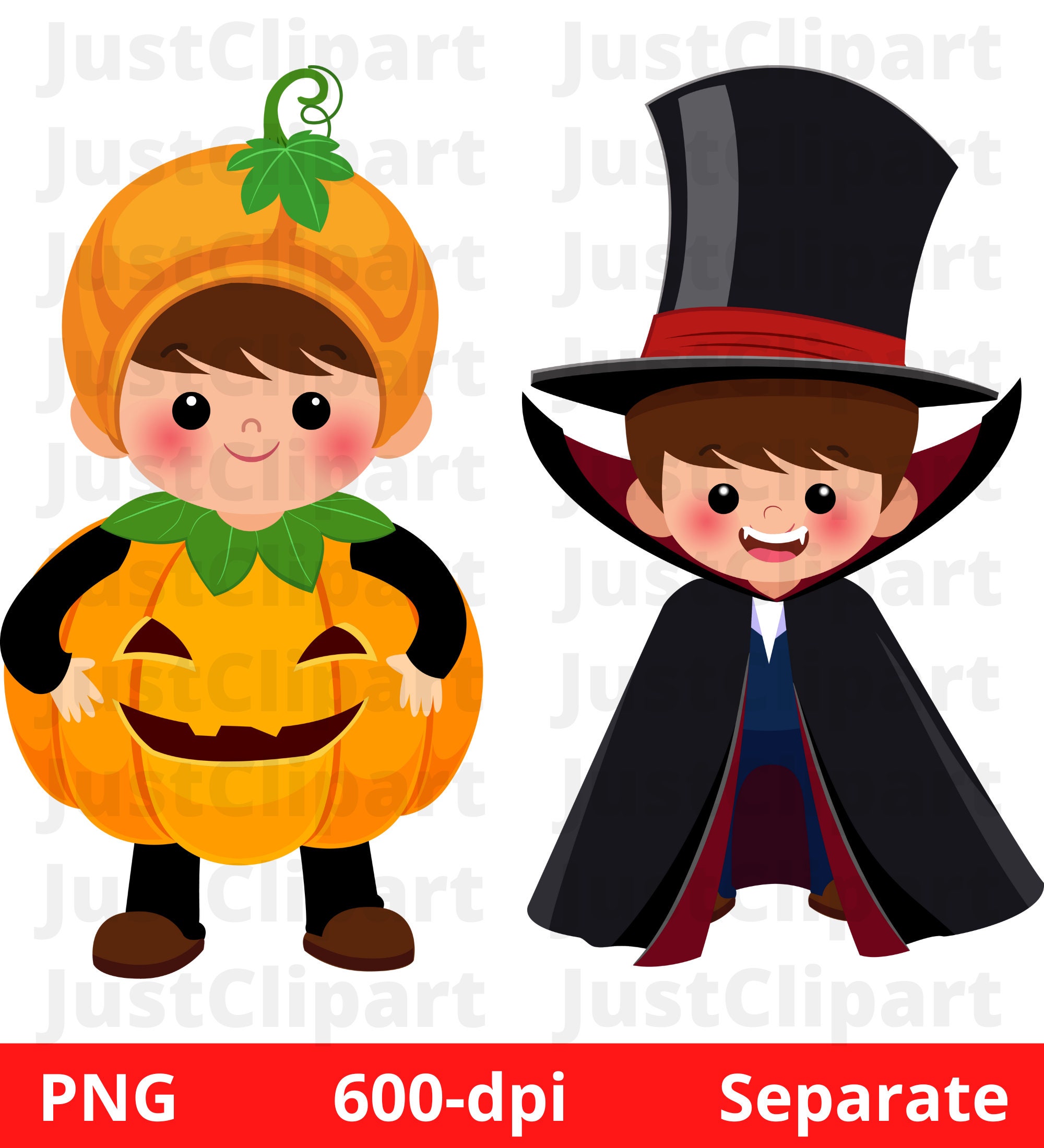 Halloween Costume Clipart, Halloween Kids Costume, Girls and Boys With ...
