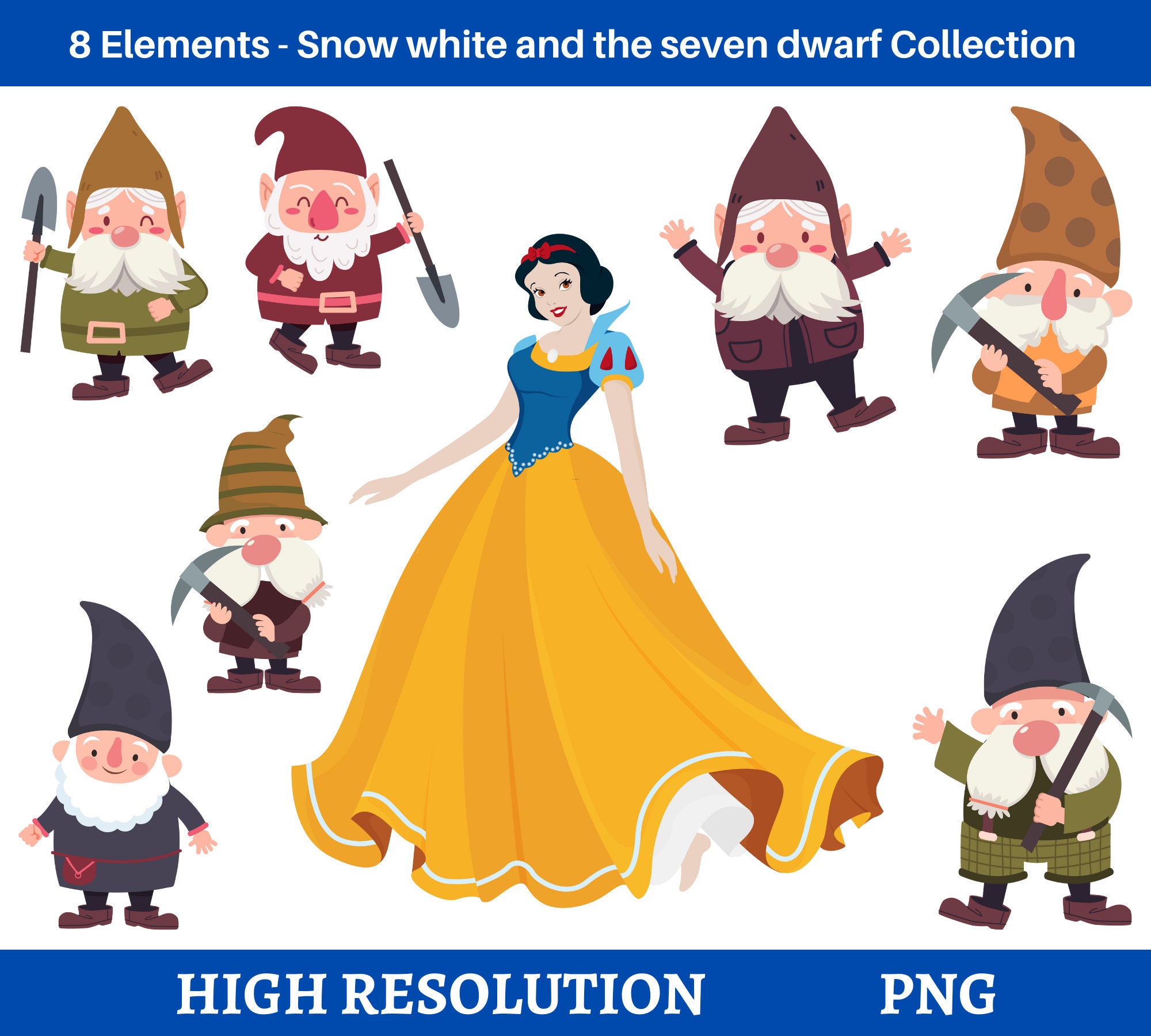 Snow White Svg, 7 Dwarfs Svg, Snow White and the Seven Dwarfs Clipart ...
