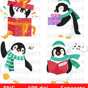 Christmas Penguins Clipart, Holiday Penguins, Cute Penguin, Penguins ...