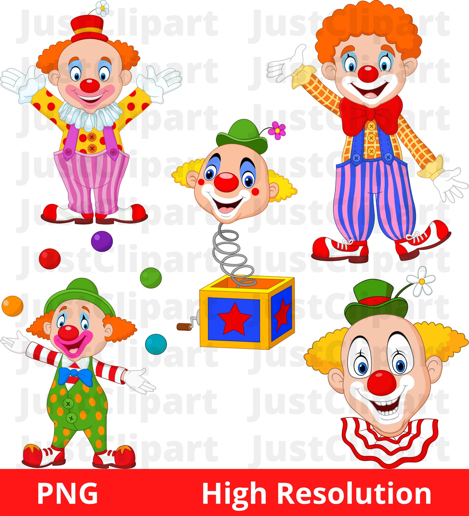 Clowns Clipart Circus Clipart Circus Clown Happy Clown Set - Etsy UK