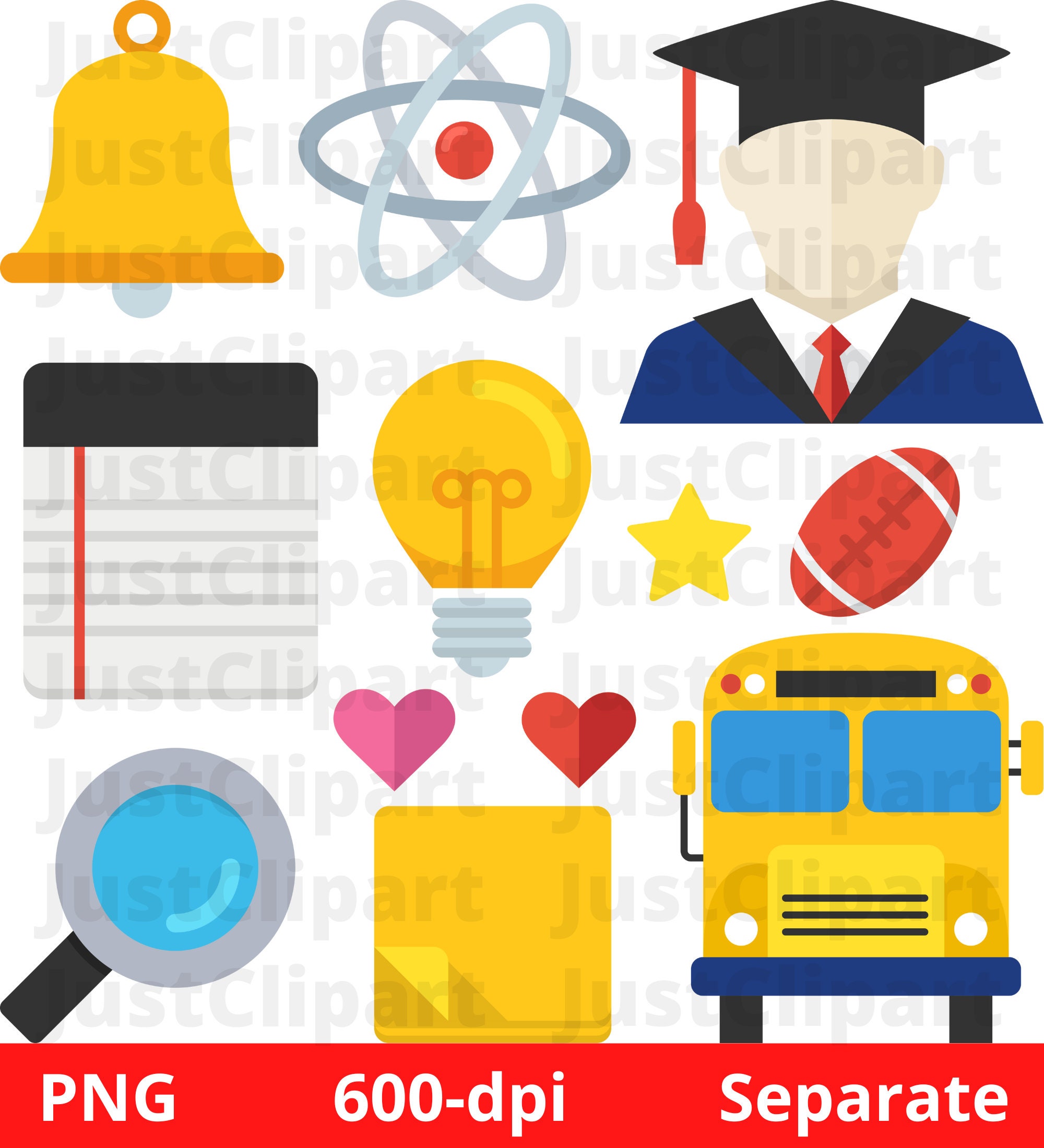 Back to School Clipart, School Clipart, Stationery Clipart, Educational ...