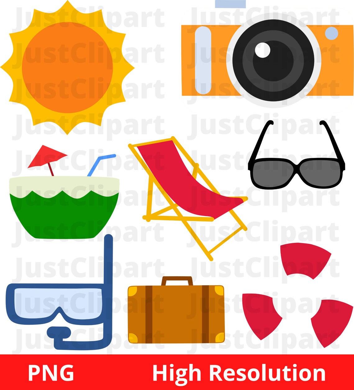 Summer Clipart, Beach Clipart, Tropical Fun Clipart, Season Clipart ...