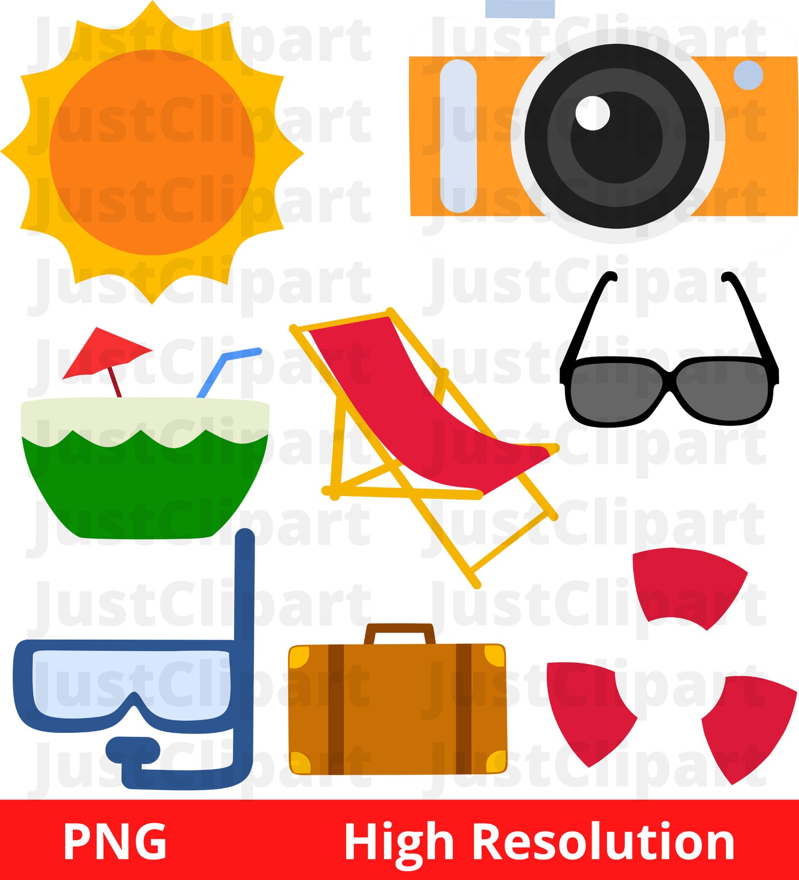 Summer Clipart, Beach Clipart, Tropical Fun Clipart, Season Clipart ...