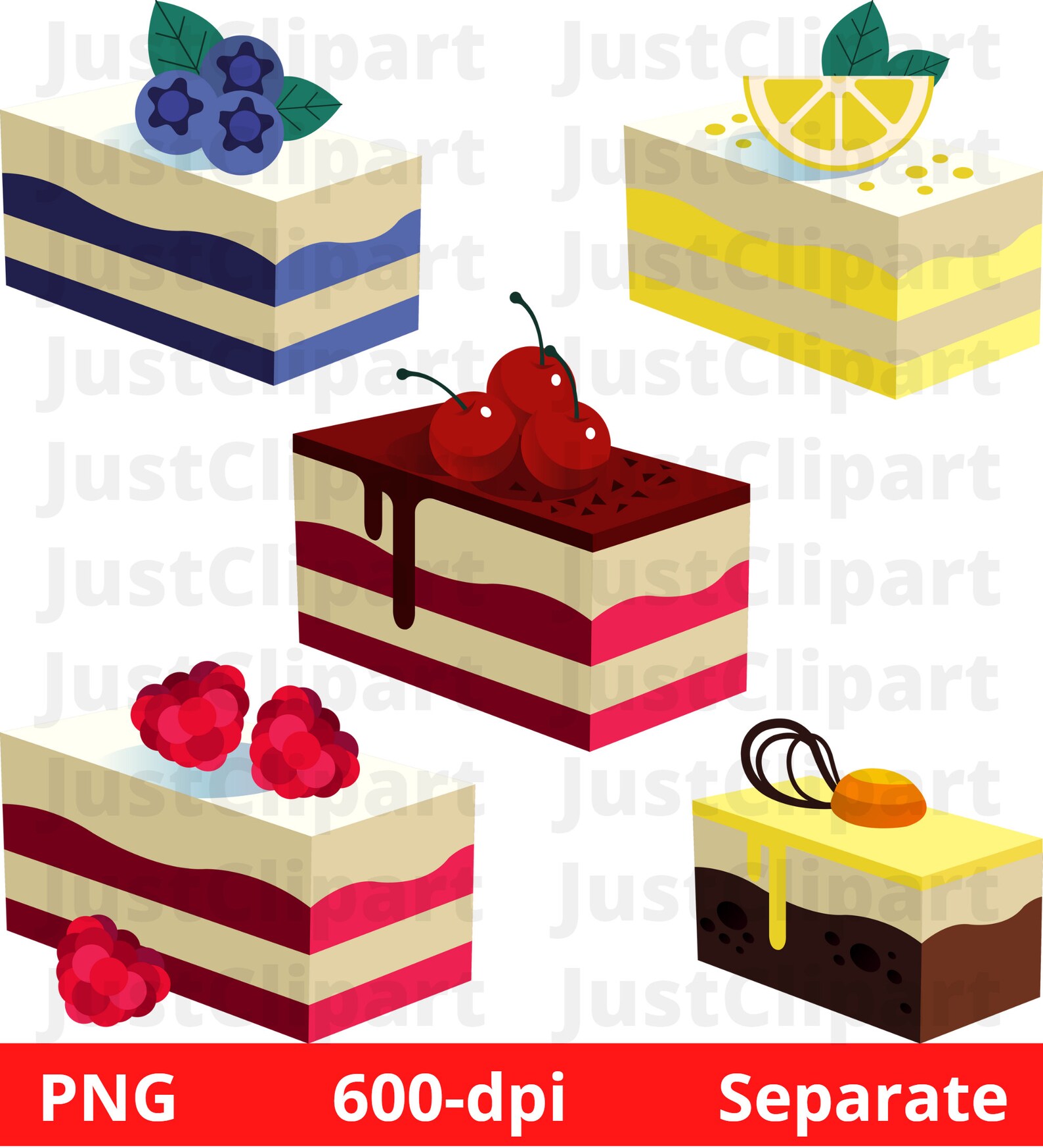 Cupcakes Clipart, Cakes Clipart, Colorful Cakes Clipart, Cake Slices ...