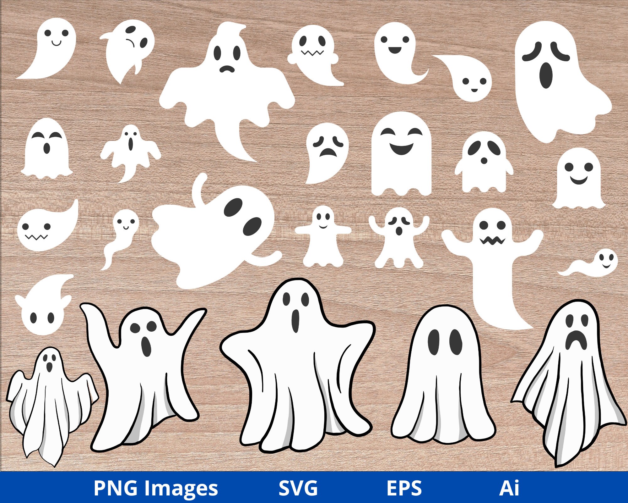 Ghost SVG Bundle, Scary Svg, Spooky Season Svg, Ghost Clipart ...