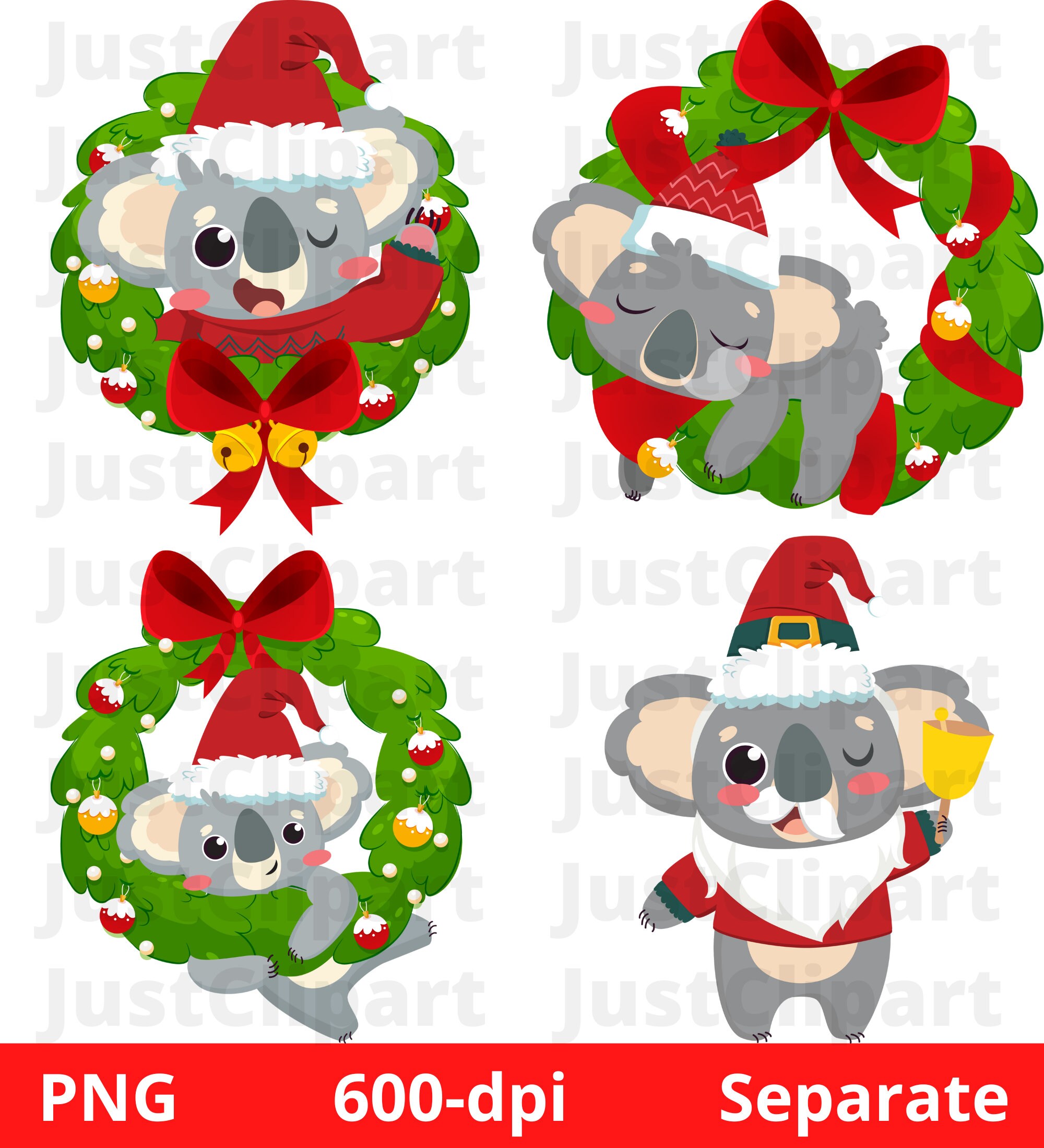 Christmas Koala Clipart, Cute Koala Clipart, Koala SVG, Christmas ...