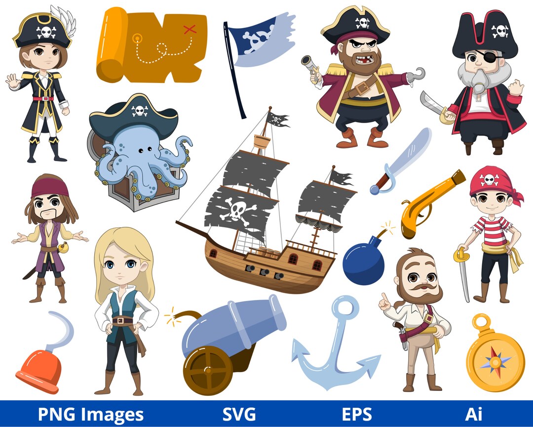 Pirate Clipart, Pirate Ship Clipart, Pirate Party, Pirate Birthday ...