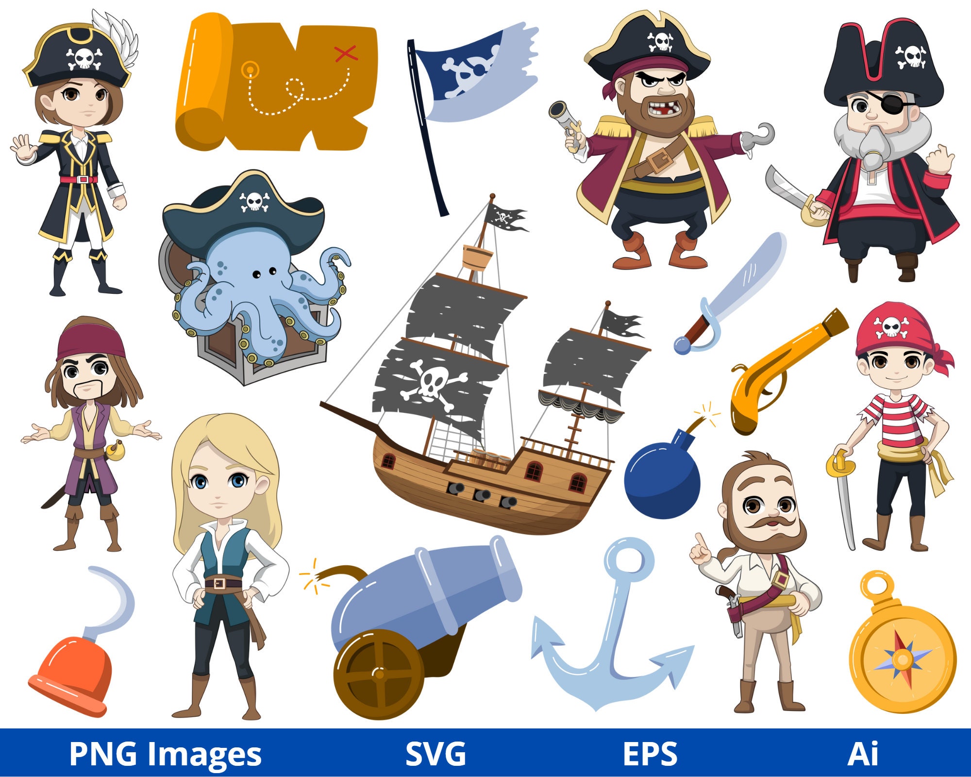 Pirate Clipart, Pirate Ship Clipart, Pirate Party, Pirate Birthday ...