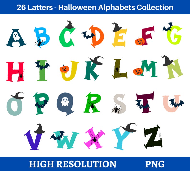 Halloween Alphabet Clipart, Halloween Letters Svg, Halloween Svg ...