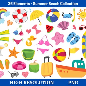 Summer Clipart, Beach Clipart, Tropical Fun Clipart, Season Clipart ...