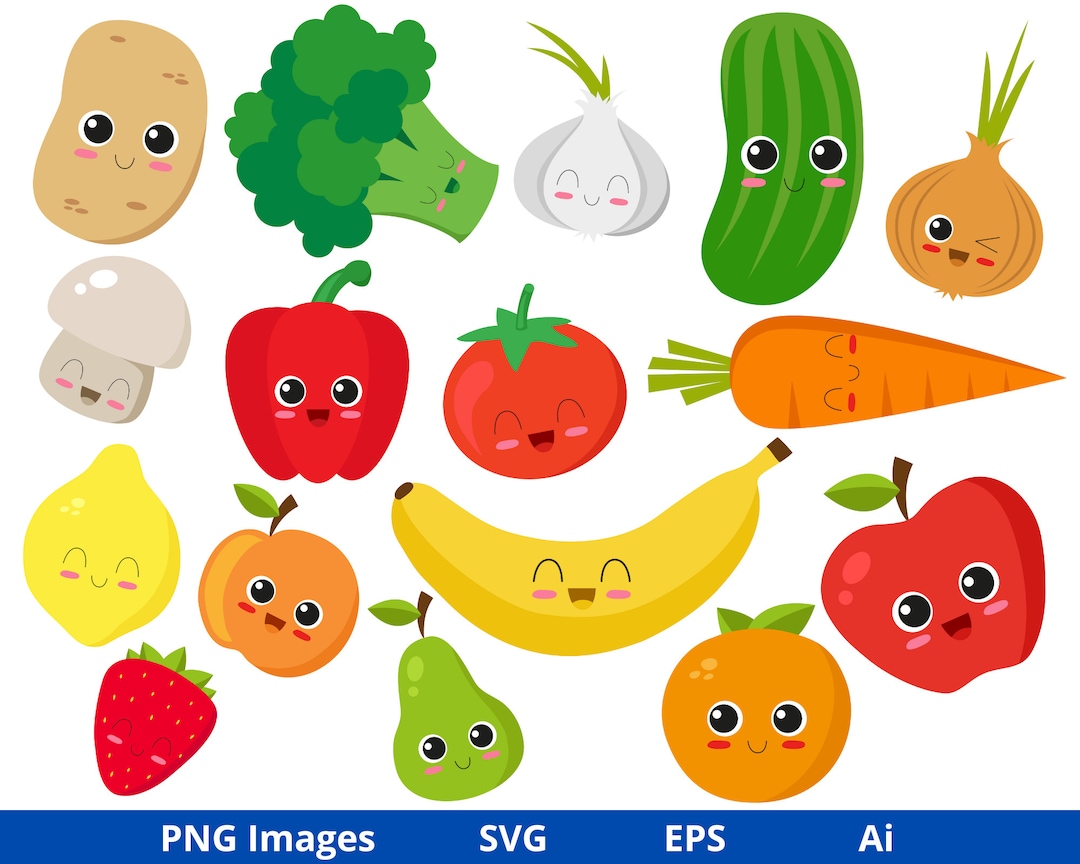 Kawaii Vegetables Clipart, Cute Vegetables Clipart, Kawaii Fruit ...