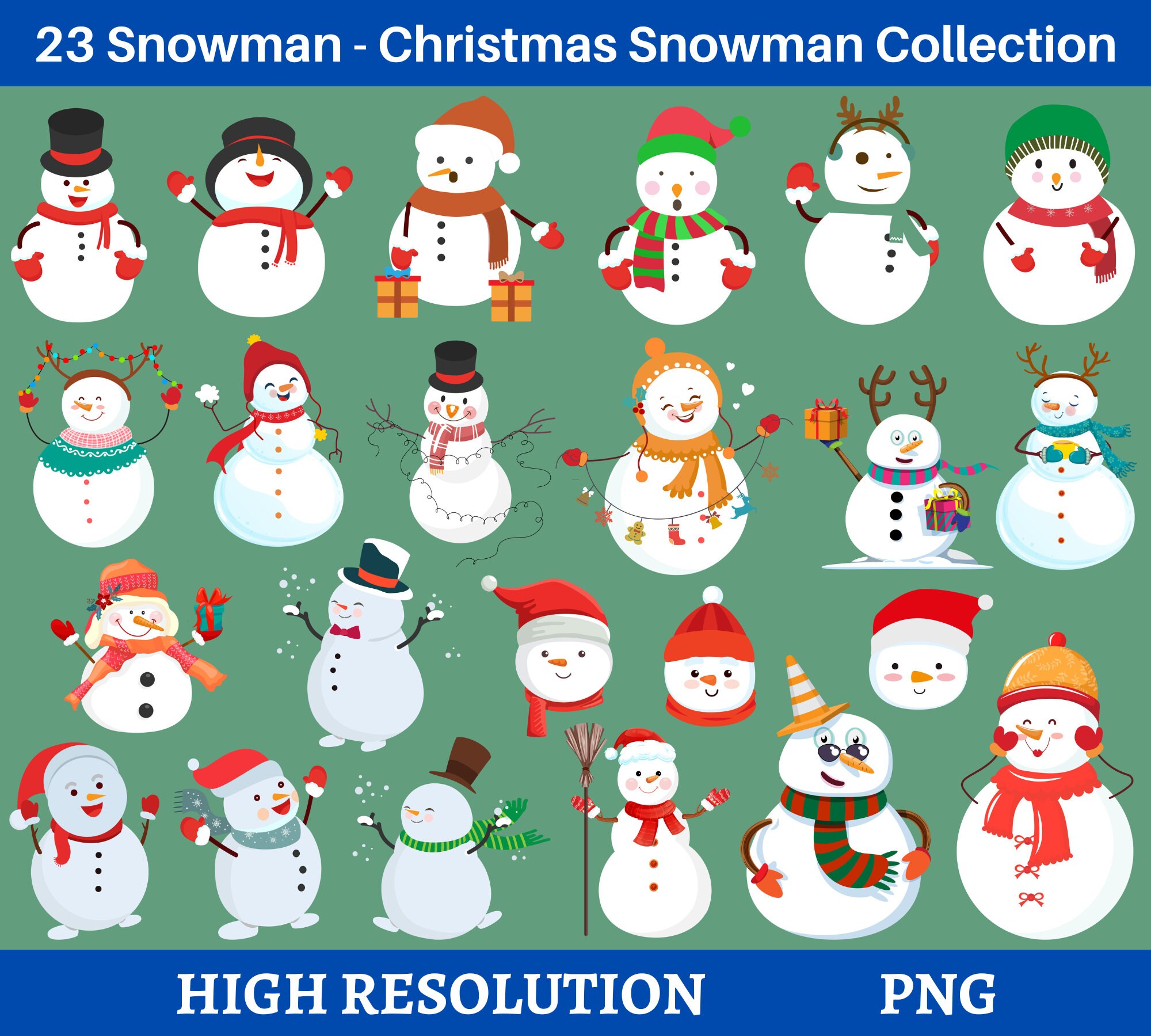 Snowman Clipart, Christmas Snowman Clipart, Christmas Clipart, Winter ...