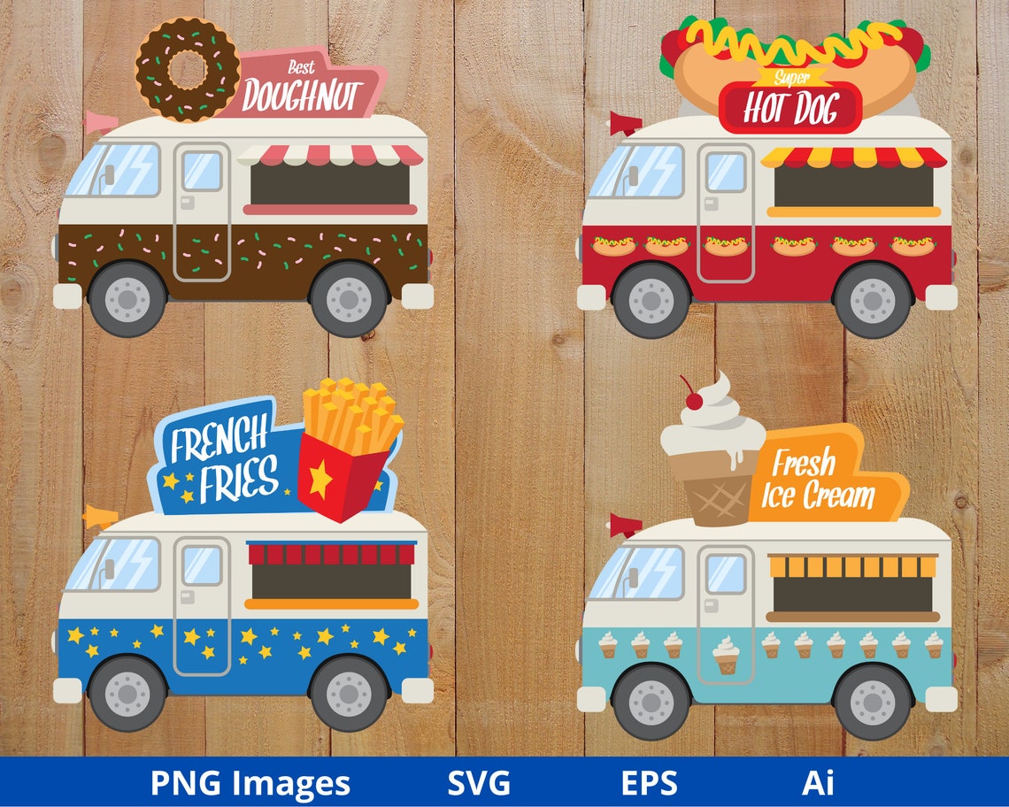 Food Truck Clipart, Food Vans, Fast Food Clipart, Ice-cream Truck ...