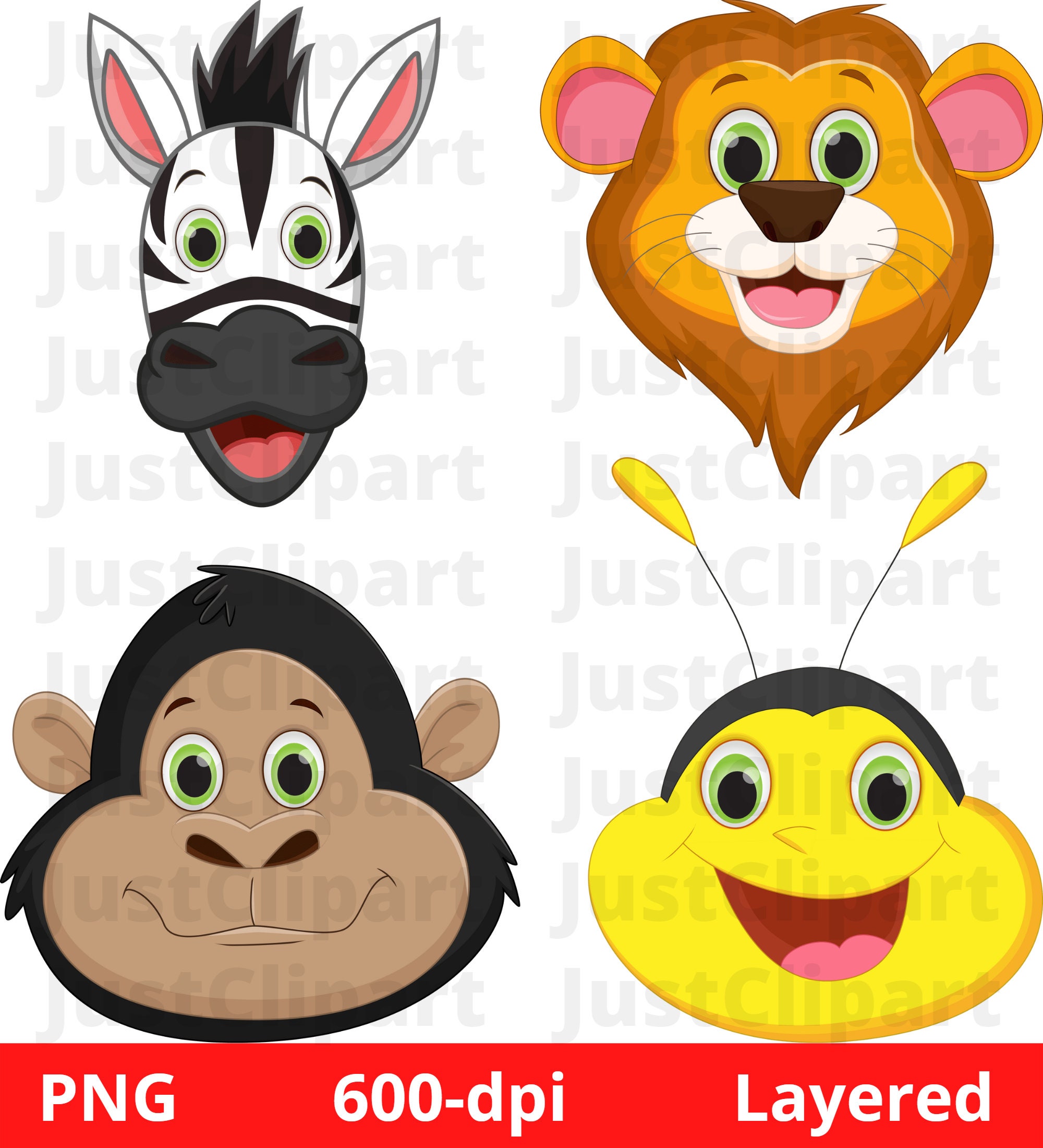 Animal Face Clipart, Animal Face Svg, Animal Clipart, Cute Animal Svg ...