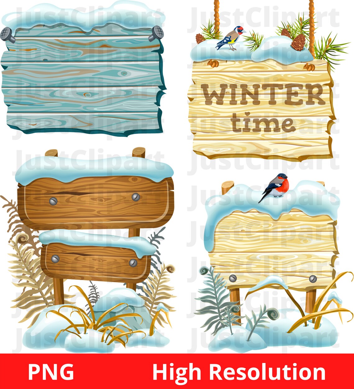 Wooden Sign Board Clipart, Snowdrift Clipart, Winter Clipart, Sign ...