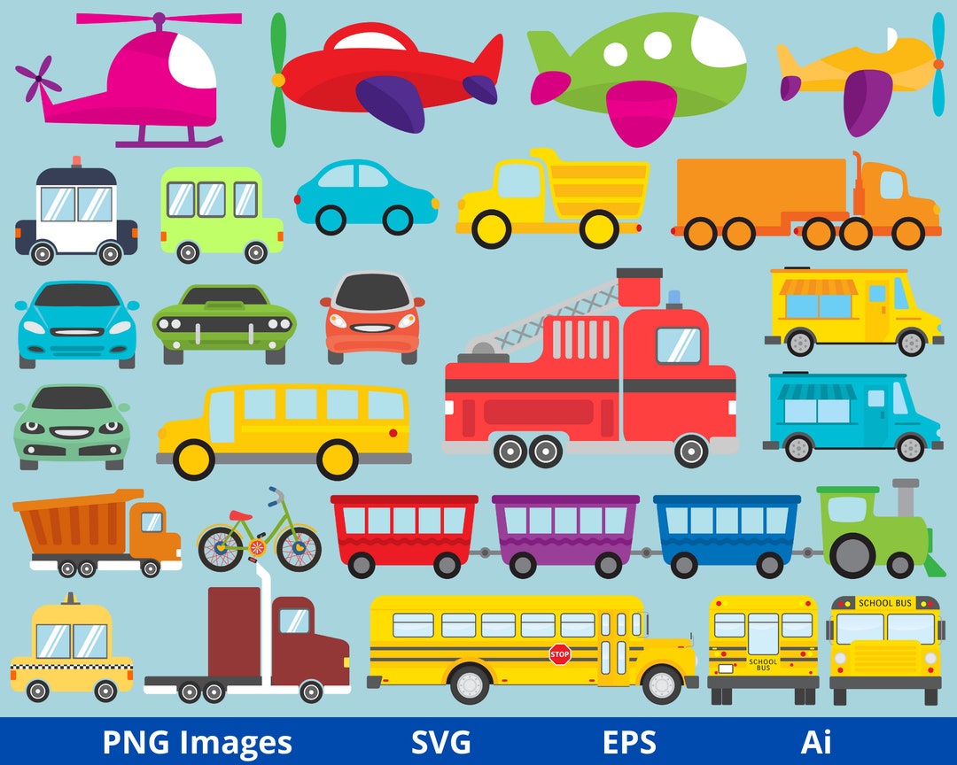 Transportation Clipart, Vehicles Clipart, Police Car, School Bus ...