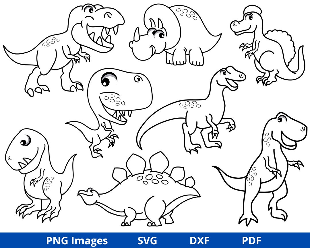 Cute Dinosaur Digital Stamps, Dinosaur Clipart, Dinosaurs SVG, Digital ...