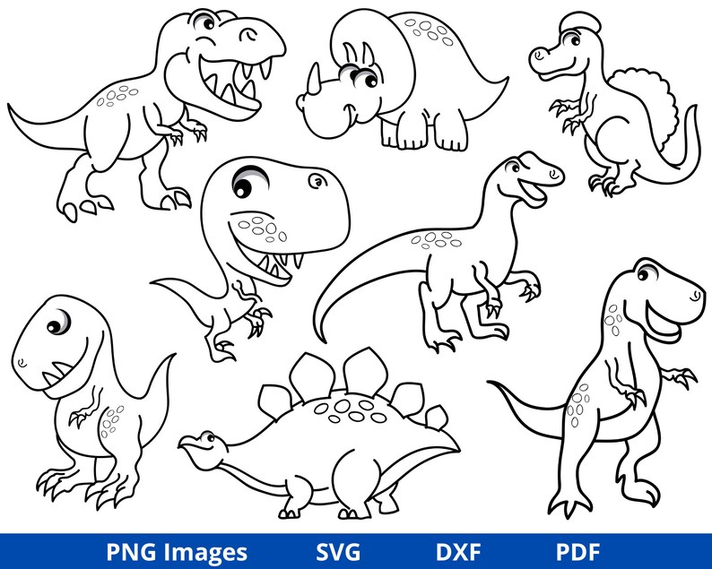 Cute Dinosaur Digital Stamps, Dinosaur Clipart, Dinosaurs SVG, Digital ...