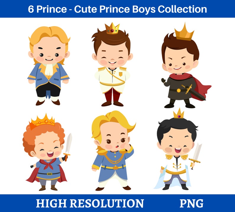 Prince Clipart, Cute Prince Boys Clipart, Fairytale Prince Clipart ...
