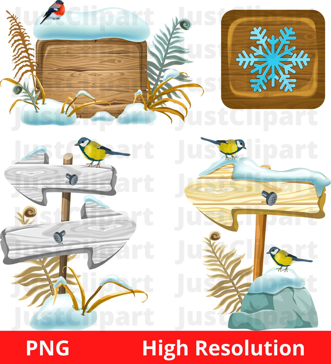Wooden Sign Board Clipart, Snowdrift Clipart, Winter Clipart, Sign ...