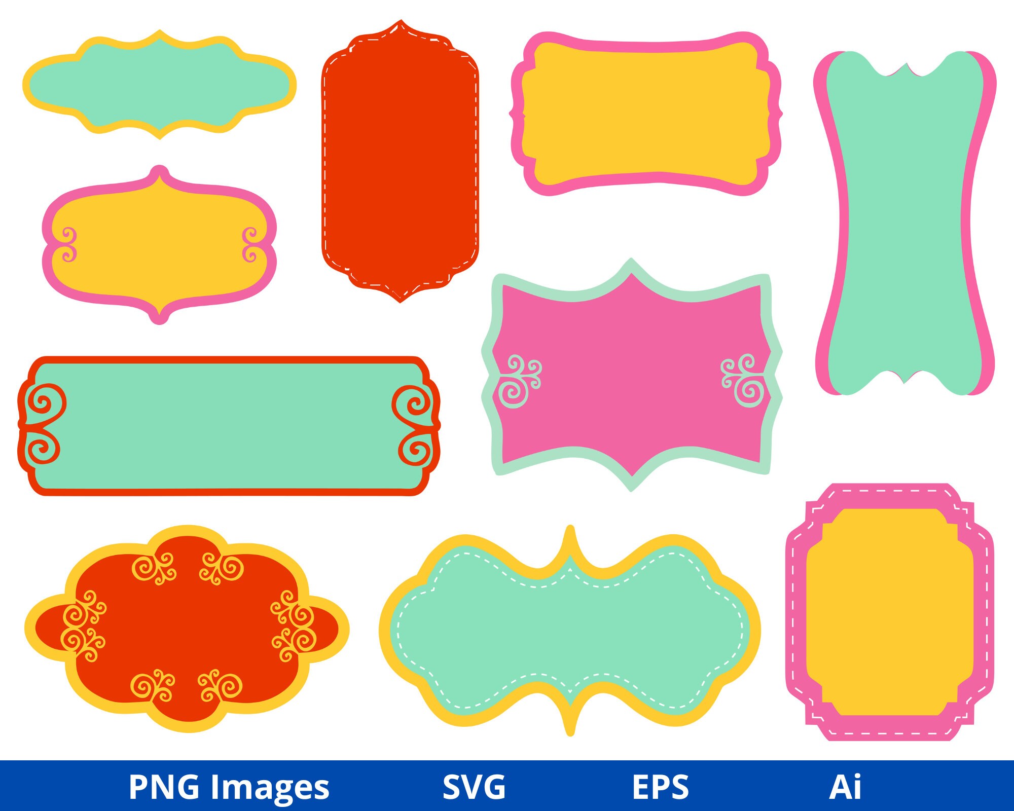 Frames Clipart Colorful Frames Clipart Digital Frames - Etsy